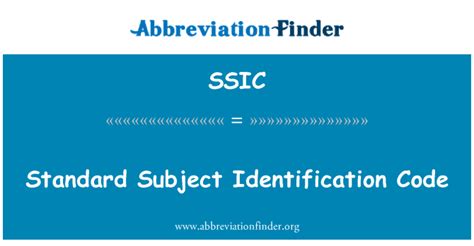 Ssic Stands For Standard Subject Identification Code Abbreviation Finder Ssic Stands For Standard Subject Identification Code Abbreviation Finder
