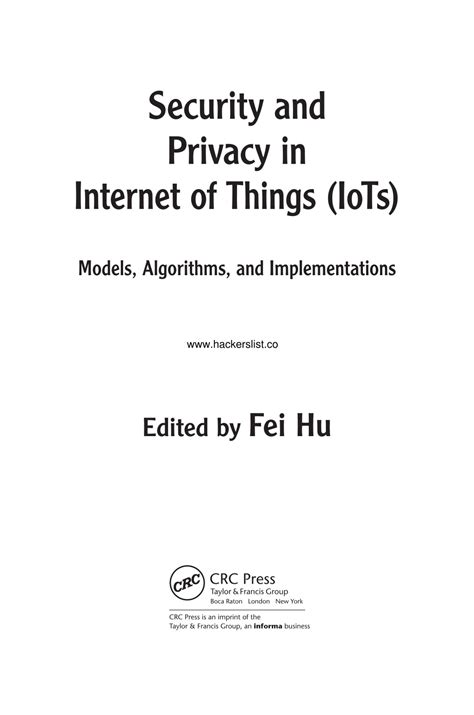 Ppt Security And Privacy In Internet Of Things Iots Models Algorithms And Implementations