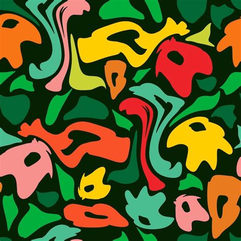 Premium Vector Liquid Retro Flowers Decorative Seamless Pattern Repeating Background