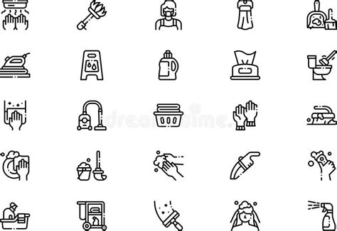 Cleaning Icons Collection Is A Vector Illustration With Editable Stroke Stock Vector