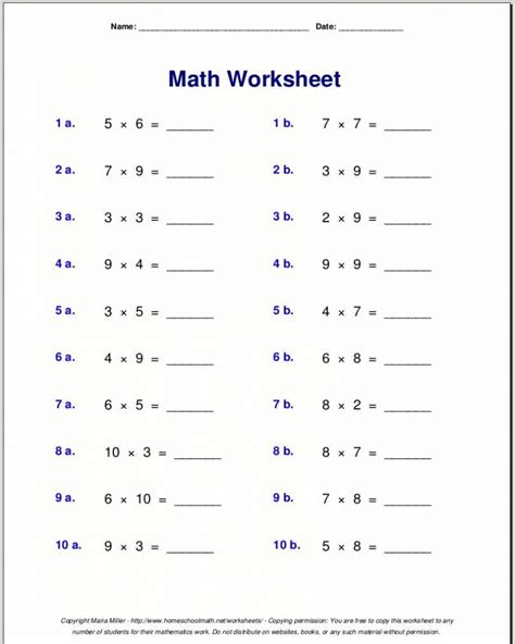 Printable 4th Grade Worksheets