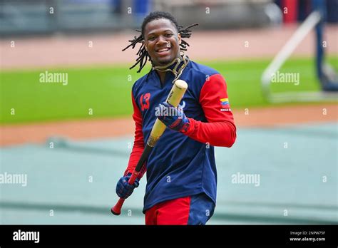 Atlanta Ga July 08 Outfielder Ronald Acuna Jr Reacts In Batting