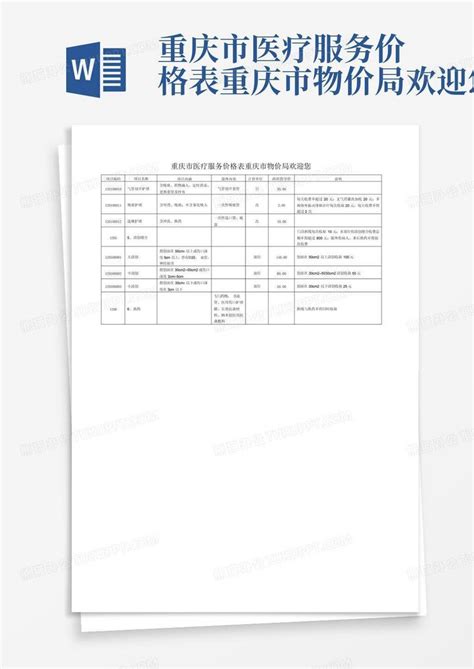 重庆市医疗服务价格表重庆市物价局欢迎您word模板下载 编号qrwjrpad 熊猫办公