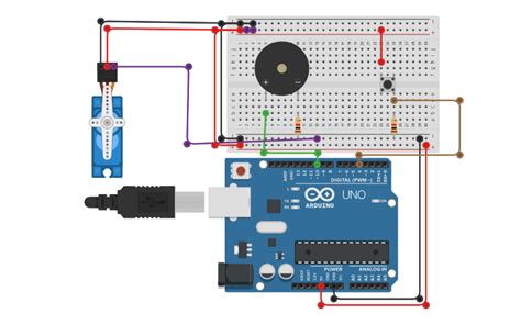 Circuit Design Copy Of Buzzer And Servo Motor 7a Tinkercad