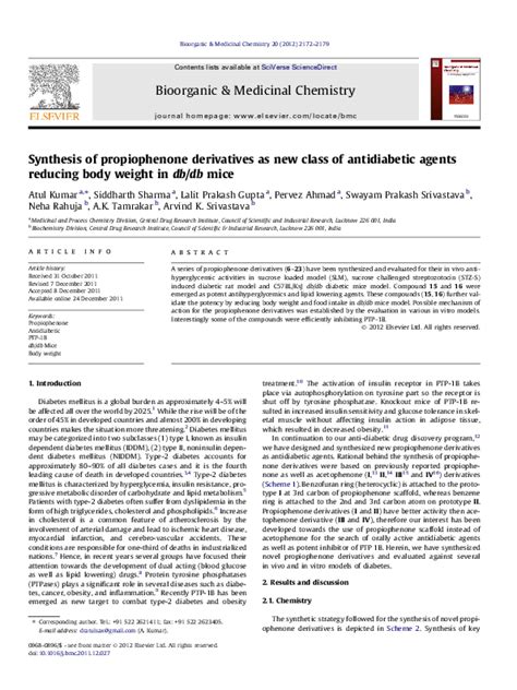Pdf Synthesis Of Propiophenone Derivatives As New Class Of Antidiabetic Agents Reducing Body