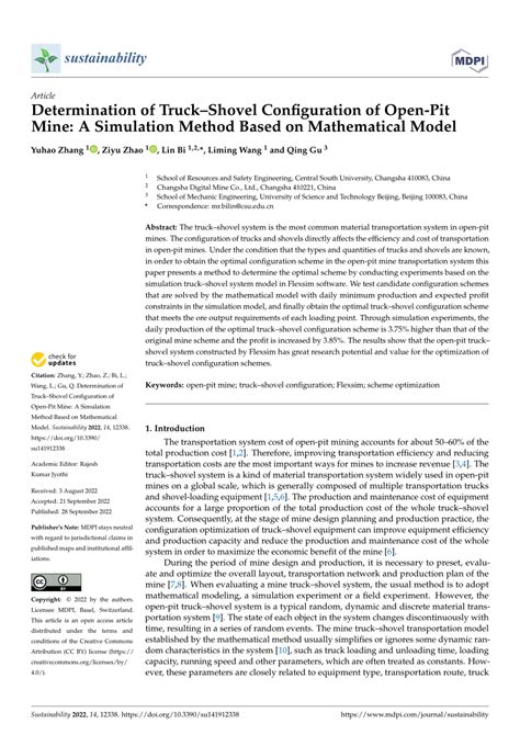 Pdf Determination Of Truckshovel Configuration Of Open Pit Mine A Simulation Method Based On