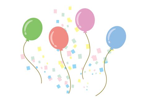 可愛いイラスト無料｜風船 紙吹雪 − Free Illustration Balloons Confetti イラストダウンロード