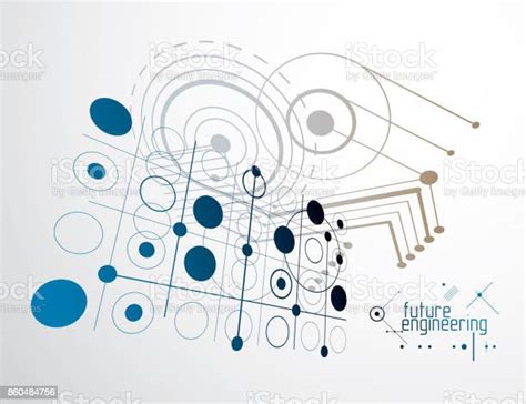 공학 기술 벡터 벽지 원과 선으로 만든 현대 기하학적 구성 서식 파일 및 레이아웃으로 사용할 수 있습니다 추상적인 기술 배경입니다 가상현실에 대한 스톡 벡터 아트 및 기타