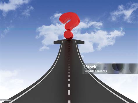 하늘에 물음표가 있는 도로 화살표 3d 렌더링 3차원 형태에 대한 스톡 사진 및 기타 이미지 3차원 형태 It 지원 거리 Istock