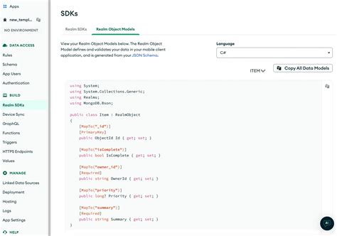 데이터 모델 만들기 Atlas App Services