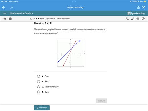 Solved 3 02 Pm Mon Feb 26 Apex Learning Mathematics Grade 8 Apex Learning 2 4 5 Quiz Systems