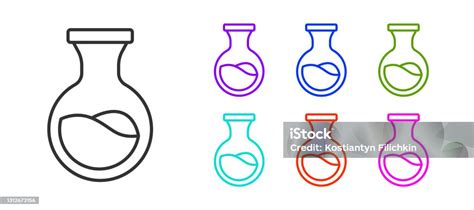 검은 선 테스트 튜브 와 플라스크 화학 실험실 테스트 아이콘 흰색 배경에 격리 실험실 유리 제품 기호 다채로운 아이콘을 설정합니다 벡터 건강 검진에 대한 스톡 벡터 아트 및