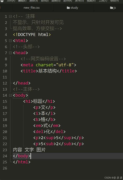 html文本结构和文本便签 csdn博客