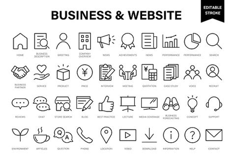 Editable Stroke Vector Icon Set For Business And Website Stock Illustration Download Image Now