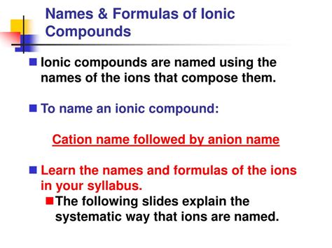 PPT Names Formulas Of Ionic Compounds PowerPoint Presentation ID