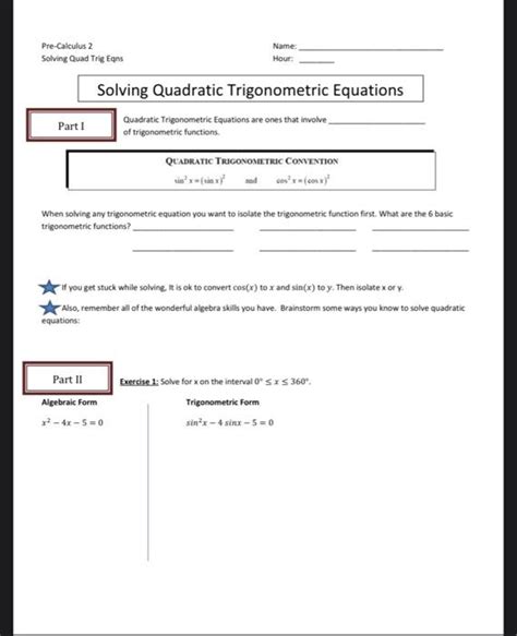 Solved Solving Quadratic Trigonometric Equations Quadratic