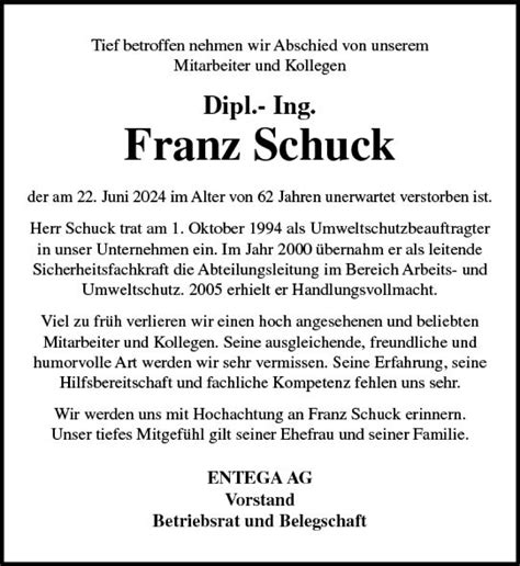 Traueranzeigen Von Franz Schnuck Vrm Trauerde