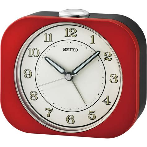 Seiko 4 Inch Kyoda Beep Alarm Metallic Red Mid Century Modern Analog Quartz Desk Clock Qhe195rlh
