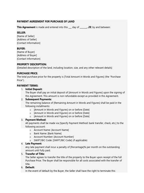 Land Purchase Payment Agreement Pdf Payments Banks