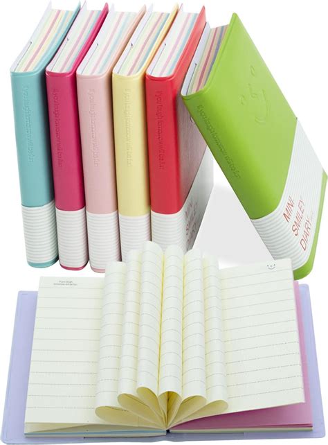 Mouyat 12 Pack Mini Smiley Diary Notebook 100 Sheets Pocket Notepad With Imitation Leather