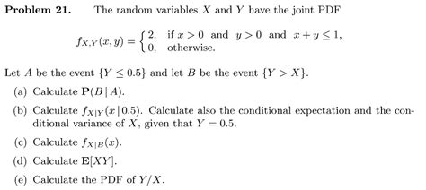 Solved Problem The Random Variables X And Y Have The Chegg