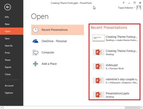Open And Close Tabs Of Backstage View In Powerpoint 2013 For Windows