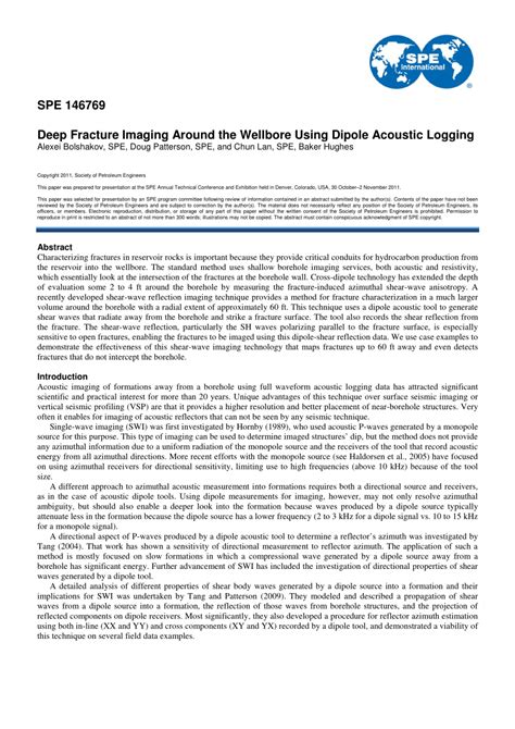 Pdf Deep Fracture Imaging Around The Wellbore Using Dipole Acoustic