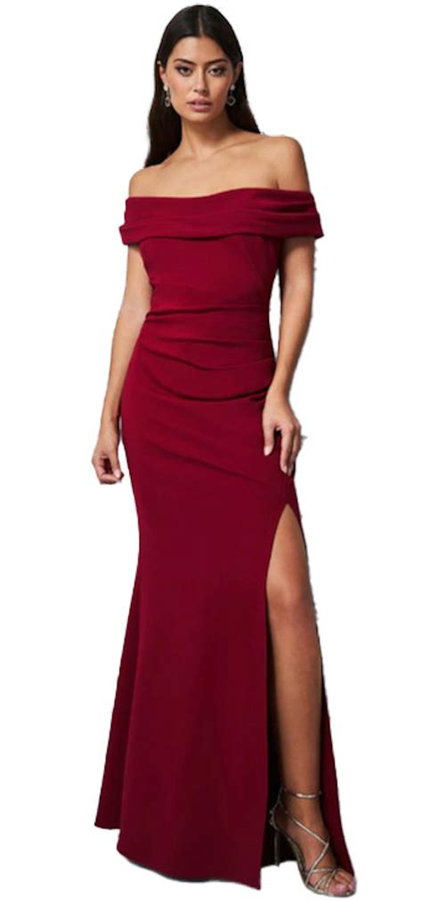Schoolgalajurken Off Shoulder In Bordeaux De Galazaak