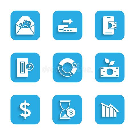Set Pie Chart Infographic Hourglass With Dollar Financial Growth