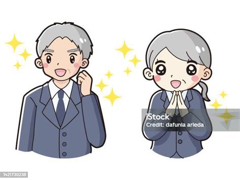 펄럭이는 미소를 지으며 양복을 입은 노인 남녀의 일러스트 세트 귀여운에 대한 스톡 벡터 아트 및 기타 이미지 귀여운 남성 남자 Istock