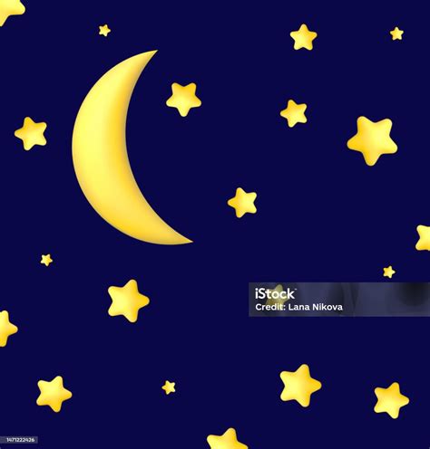 초승달 황금별 흰 구름3d 스타일은 파란 배경에 고립되어 있습니다 꿈 자장가 배너 소책자 포스터에 대한 배경 디자인을 꿈 벡터 일러스트레이션 3차원 형태에 대한 스톡 벡터