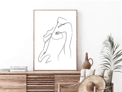 Nude Line Drawing Erotic Nudity Art Sexy Female Line Art Print Nude