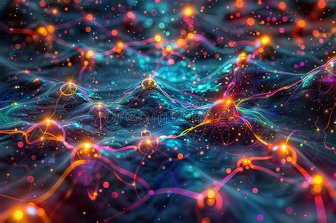Neural Network Representation Vibrant Colors And Interconnected Shapes Generative Ai Stock