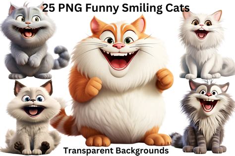 25 Png Funny Smiling Cats Clipart Graphic By Imagination Station · Creative Fabrica