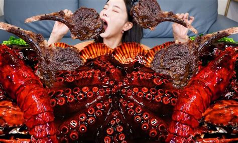 Mukbang Asmr Octopus Seafood Flex 🐙 Jjajang Lobster Squid Enoki