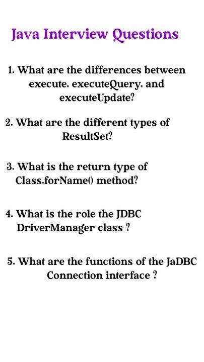 jdbc interview questions viral shortvideo shorts short java youtube