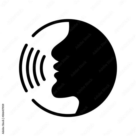 Voice Recognition Concept Voice Control Black Line Iconspeaking Icon