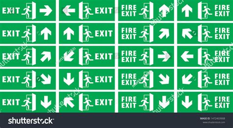Emergency Exit Sign Set Running Man Stock Vector Royalty Free 1472403908 Shutterstock