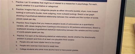 Solved 1 Practice List 10 Variables That Might Be Of Chegg Com