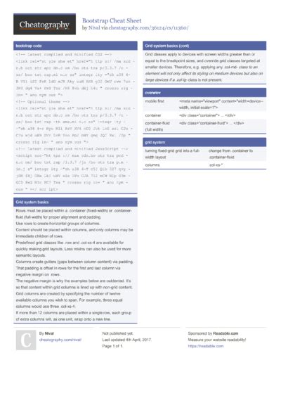 15 Bootstrap Cheat Sheets Cheat Sheets For Every Occasion