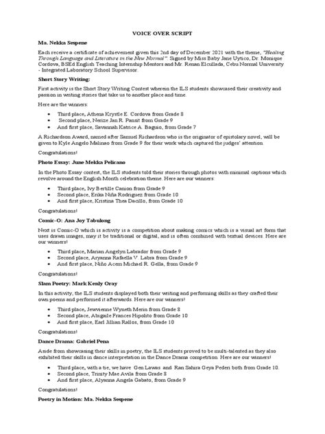 Voice Over Script Pdf Performing Arts Entertainment