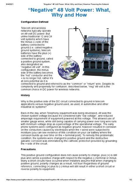 Negative 48 Volt Power What Why And How Pdf Direct Current Voltage
