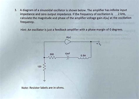 3 A Diagram Of A Sinusoidal Oscillator Is Shown Below The Amplifier