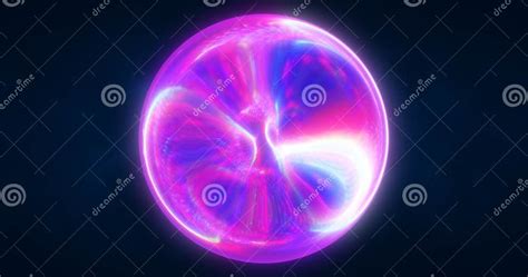 A Vibrant Glowing Pink Orb With Swirling Fluid Patterns Set Against
