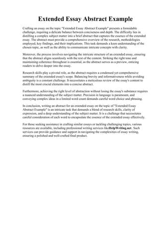 Extended Essay Abstract Example PDF
