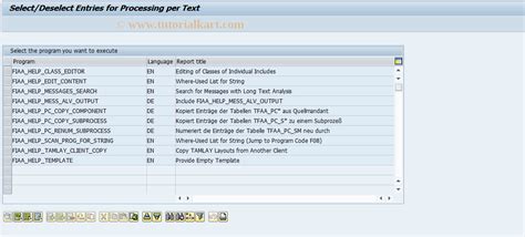 FIAAHELP SAP Tcode FI AA Utility Programs