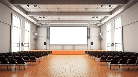 프로젝터 스크린이 있는 빈 강당실의 3d 렌더링 회의장 회의실 강당 배경 일러스트 및 사진 무료 다운로드 Pngtree