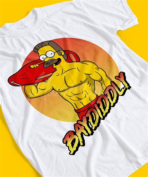 Camiseta Unisex Los Simpsons Nerd Flanders Surf Baydiddly Mandragora
