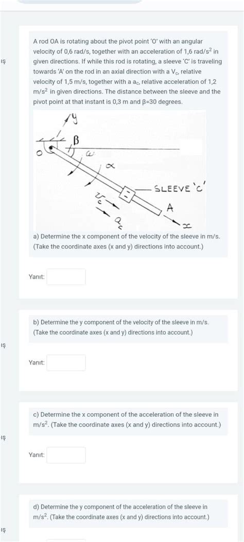 Solved A Rod Oa Is Rotating About The Pivot Point O With