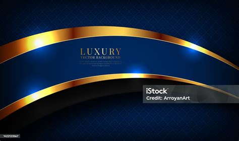 3d 블루 럭셔리 추상 배경은 황금빛 파도 효과 장식으로 어두운 공간에 레이어를 겹칩니다 그래픽 디자인 요소 배너 전단지 카드 브로셔 커버 또는 랜딩 페이지에 대한 유체